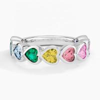 China 18K Gold Heart Shaped Rainbow Bezel Ring for Valentine's Day Gift from Fashion Jewelry for sale