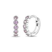China Gorgeous Fine Jewelry 925 Sterling Silver Pink Flower Gemstone Girls Hoop Earrings for sale