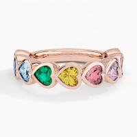 China 18K Gold Heart Shaped Rainbow Bezel Ring for Valentine's Day Gift from Fashion Jewelry for sale