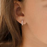 China Gorgeous Fine Jewelry 925 Sterling Silver Pink Flower Gemstone Girls Hoop Earrings for sale