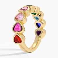 China 18K Gold Heart Shaped Rainbow Bezel Ring for Valentine's Day Gift from Fashion Jewelry for sale