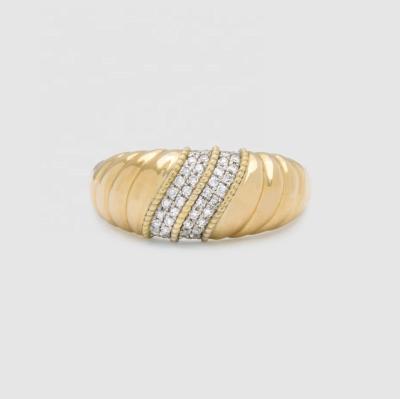 China Platinum Plating Round Brilliant Cut Diamond Dome Ring For Women Fine Jewelry OEM / ODM for sale