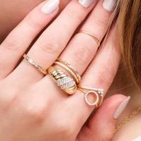 China Platinum Plating Round Brilliant Cut Diamond Dome Ring For Women Fine Jewelry OEM / ODM for sale
