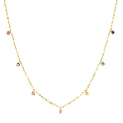 China 925 Silver Children's Necklace featuring Playful Rainbow Gemstone Zircon for Sparkle for sale