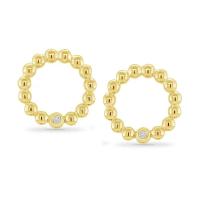 China 925 Sterling Silver Women's Round Shape Bezel Setting Solitaire Stud Earrings with Custom Size Options for sale
