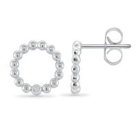 China 925 Sterling Silver Women's Round Shape Bezel Setting Solitaire Stud Earrings with Custom Size Options for sale