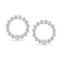 China 925 Sterling Silver Women's Round Shape Bezel Setting Solitaire Stud Earrings with Custom Size Options for sale