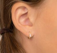 China 14K Gold Plated 10mm Baguette Cut Pink Cubic Zircon Children's Hoop Earrings with 50PRS MOQ for sale