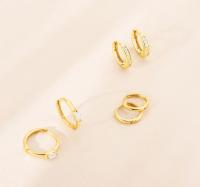 China 14K Gold Plated 10mm Baguette Cut Pink Cubic Zircon Children's Hoop Earrings with 50PRS MOQ for sale