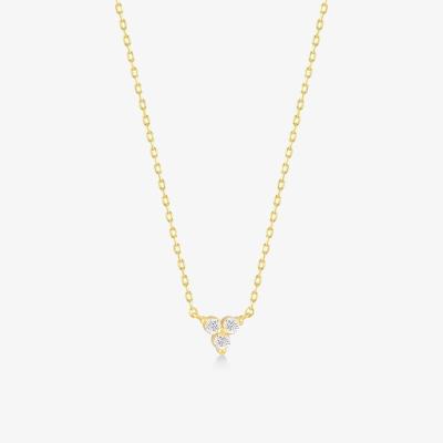 China 18K Gold Zircon Pendant Silver Chain Trio Diamond Cubic Zircon Necklace for sale