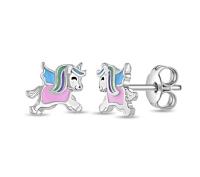 China 8*10mm Safely Enamel Colors Magical Unicorn 925 Sterling Silver Stud Children Earrings Jewelry for sale