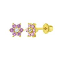 China 5MM 18k Gold Plated Flower Baby Earrings Perfect Gift for Kids in 925 Sterling Silver for sale