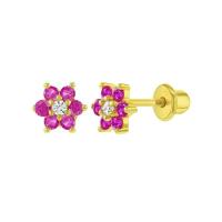 China 5MM 18k Gold Plated Flower Baby Earrings Perfect Gift for Kids in 925 Sterling Silver for sale