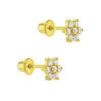 China 5MM 18k Gold Plated Flower Baby Earrings Perfect Gift for Kids in 925 Sterling Silver for sale