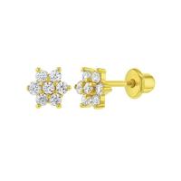 China 5MM 18k Gold Plated Flower Baby Earrings Perfect Gift for Kids in 925 Sterling Silver for sale