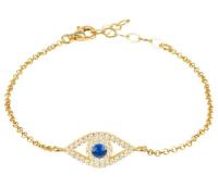 China Rose Gold Thin Silver Chain Bracelet White Blue CZ Eye 925 Sterling Silver for sale