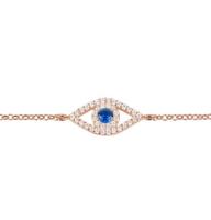 China Rose Gold Thin Silver Chain Bracelet White Blue CZ Eye 925 Sterling Silver for sale
