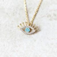 China 925 Sterling Silver Micro Pave Clear CZ and Turquoise Evils Eyes Pendant Necklace NECKLACES for sale