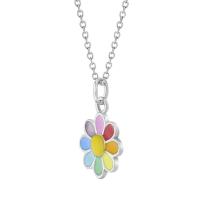 China 925 Sterling Silver Rainbow Enamel Daisy Pendant Necklaces for Children and Young Girls for sale