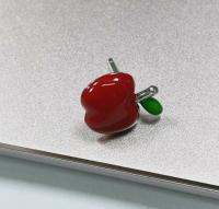 China Delightful Red and Green Enamel Apple Earrings for Little Girls in 925 Sterling Silver for sale