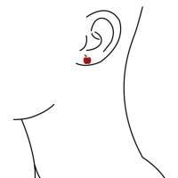 China Delightful Red and Green Enamel Apple Earrings for Little Girls in 925 Sterling Silver for sale
