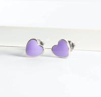 China 925 Sterling Silver Heart Shape Pink Enamel Stud Earrings for Little Girls' Tradition for sale
