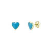 China 925 Sterling Silver Heart Shape Pink Enamel Stud Earrings for Little Girls' Tradition for sale