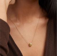 China Gold Plated 925 Sterling Silver Simple Single Beaded Circle Charm Pendant Necklace OEM for sale