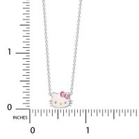 China Pink White Enamel Hello Kitty Sterling Silver Pendant Rhodium Plating for sale