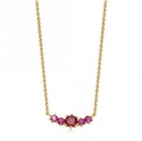 China Gold Plated 925 Sterling Silver Ruby Gemstone Necklace With Cable Chain for sale