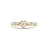 China 14K Gold Double Row Pave Diamond Heart-Shaped Engagement Ring Size 5-10 with AAA CZ Stone for sale