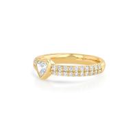 China 14K Gold Double Row Pave Diamond Heart-Shaped Engagement Ring Size 5-10 with AAA CZ Stone for sale