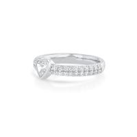 China 14K Gold Double Row Pave Diamond Heart-Shaped Engagement Ring Size 5-10 with AAA CZ Stone for sale