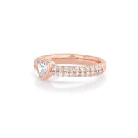 China 14K Gold Double Row Pave Diamond Heart-Shaped Engagement Ring Size 5-10 with AAA CZ Stone for sale