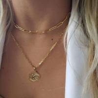 China Handmade 925 Sterling Silver Double Pendant Paperclip Stacking Necklace with 30 Days Delivery for sale