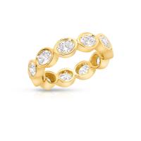 China 925 Sterling Silver 14K Gold Bezel Oval Eternity Ring for Women Engagement Occasion for sale