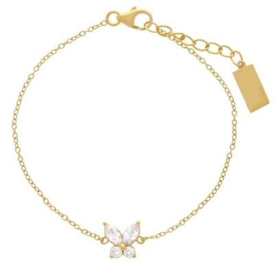 China 14K Gold Plated Butterfly Charm Bracelet in 925 Sterling Silver with 50 pcs MOQ for sale