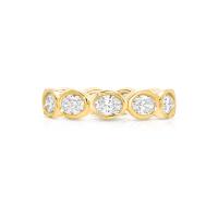 China 925 Sterling Silver 14K Gold Bezel Oval Eternity Ring for Women Engagement Occasion for sale
