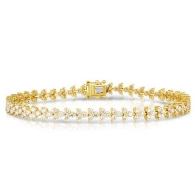 China Designer 18K Gold 925 Sterling Silver Flower Charm Women Tennis Bracelet with ZIRCON for sale