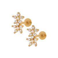 China Classic Style Double Flowers Ball Back Flat Back 925 Sterling Silver Earrings for Girls for sale