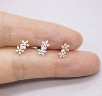 China Classic Style Double Flowers Ball Back Flat Back 925 Sterling Silver Earrings for Girls for sale