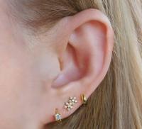China Classic Style Double Flowers Ball Back Flat Back 925 Sterling Silver Earrings for Girls for sale
