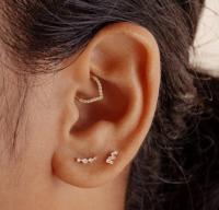 China Triple White Cubic Zircon Threaded Flat Back 925 Sterling Silver Earrings Express Shipping for sale