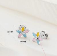 China Yellow Enamel Multi Color Flower Stud Earrings 925 Sterling Silver Flower Studs for sale