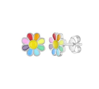 China 925 Sterling Silver Enamel Colorful Princess Dainty Flower Stud Earring for Girl Gifts for sale