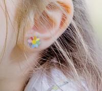 China 925 Sterling Silver Enamel Colorful Princess Dainty Flower Stud Earring for Girl Gifts for sale