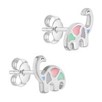 China Multicolored Enamel Dinosaur Stud Earrings 925 Sterling Silver For Little Girls for sale