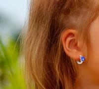 China Sapphire Cubic Zircon Butterfly Huggies Earrings For Gift Occasion for sale