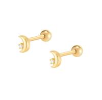 China 925 Sterling Silver Tiny CZ Moon Piercing Stud Earring with Ball Screw Back Closure for sale