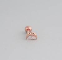 China 925 Sterling Silver Tiny CZ Moon Piercing Stud Earring with Ball Screw Back Closure for sale